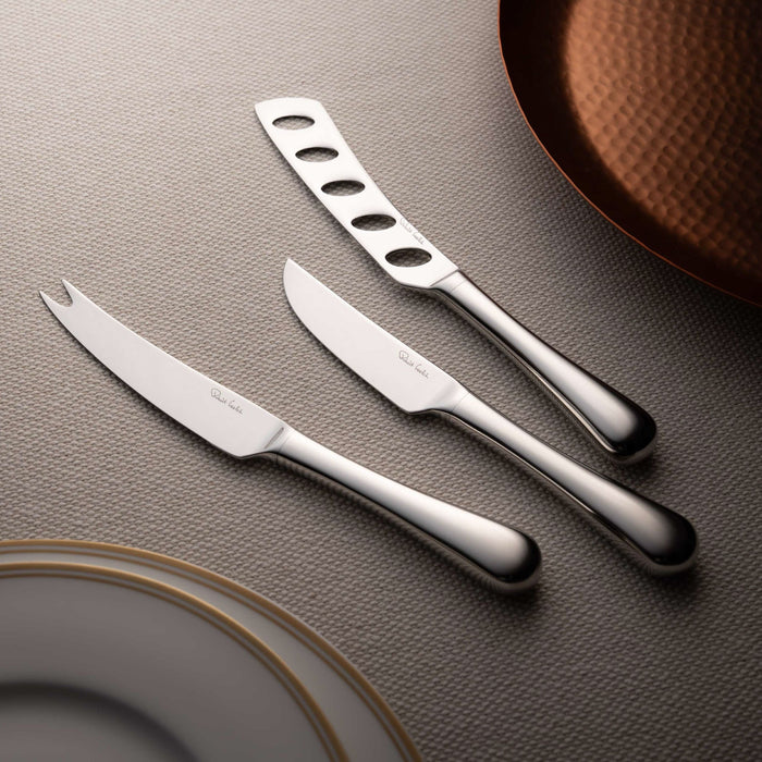 Radford Bright Cheese Knife Set | 3 Piece Set with Oak Chopping Board 32cm