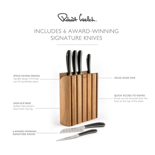 Book Knife Oak Block Set | Knife Set | Knife Storage| Includes Knife ...