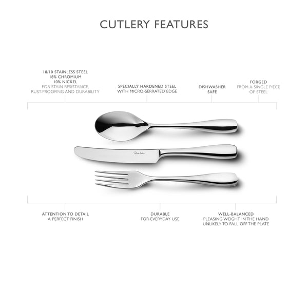 Warwick Bright Cutlery Set | 30 Piece Set for 6 People | 6 Free Steak Knives | Robert Welch ...