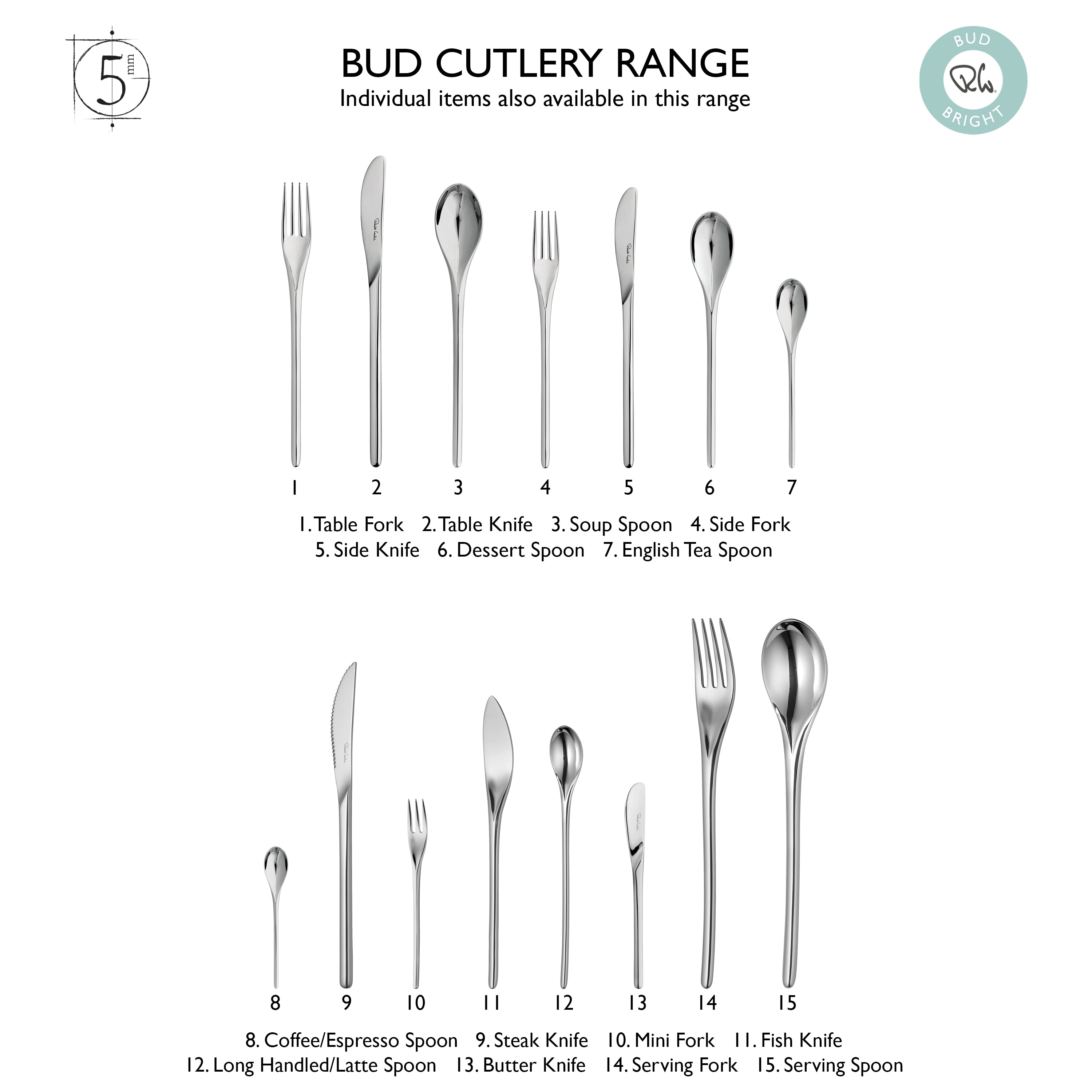 Bud Bright Cutlery Sample Set | 3 Piece Set | Robert Welch Designs Ltd