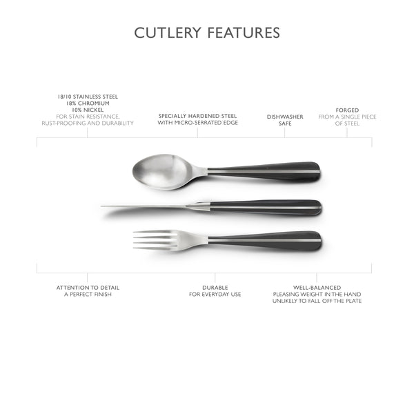 Contour Noir Satin Cutlery Set, 24 Piece for 6 People | Robert Welch ...