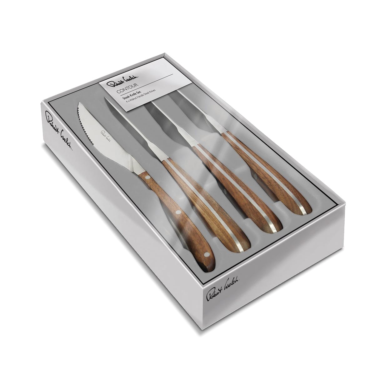 Contour Walnut Steak Knife | 4 Piece Set | Cutlery