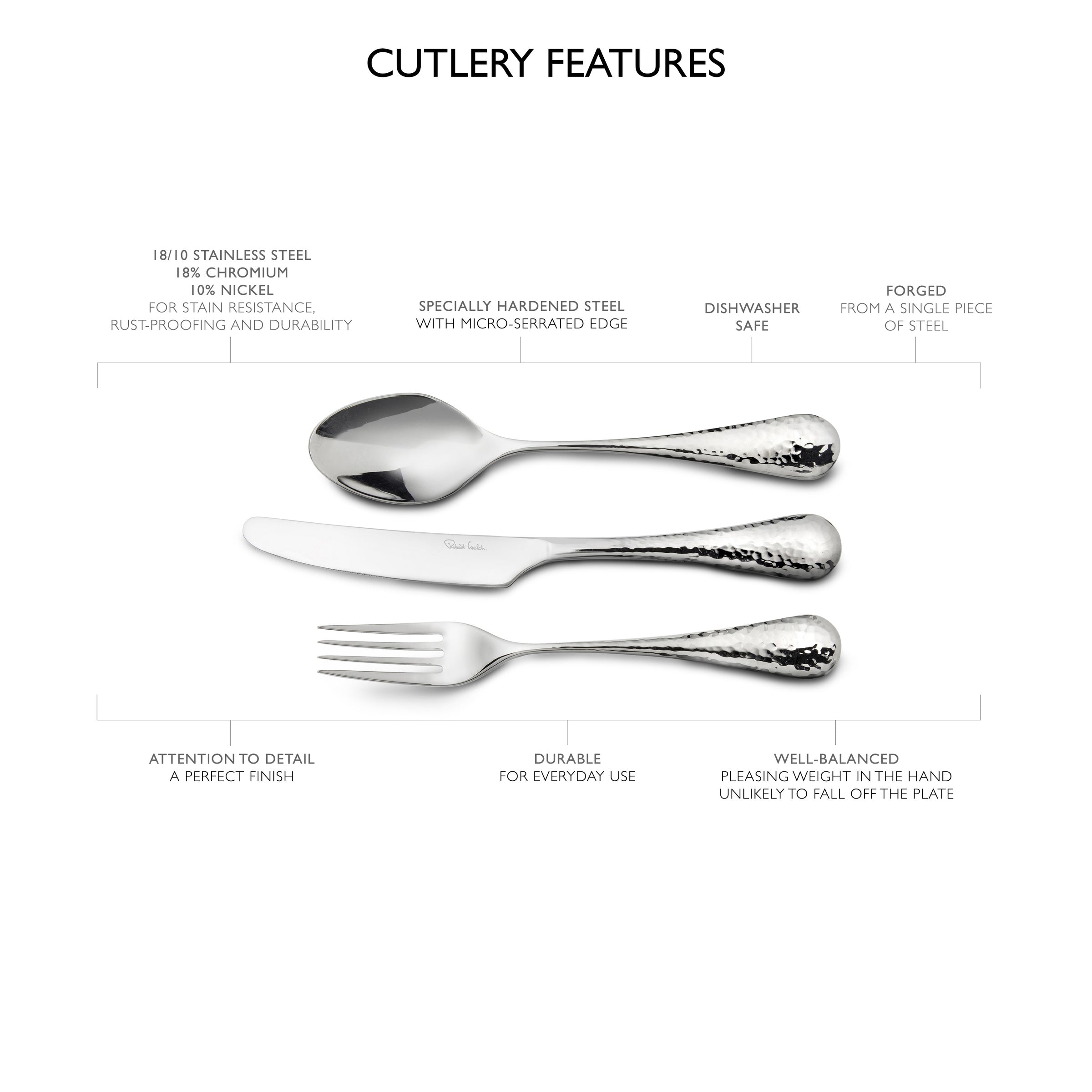 Honeybourne Bright Cutlery Sample Set | 3 Piece Set | Robert Welch ...
