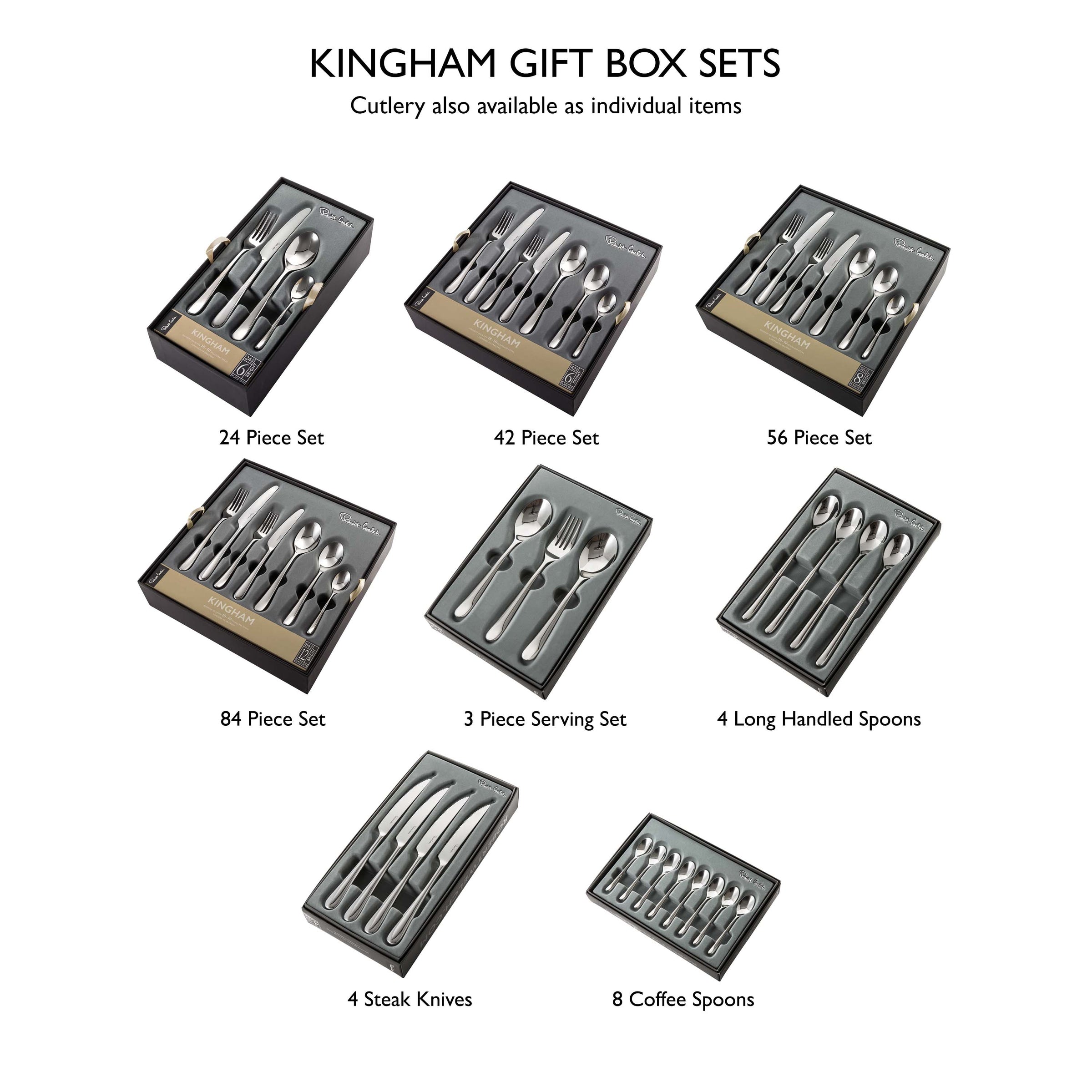 Kingham Bright Cutlery Set | 24 Piece Set for 6 People | Robert Welch ...