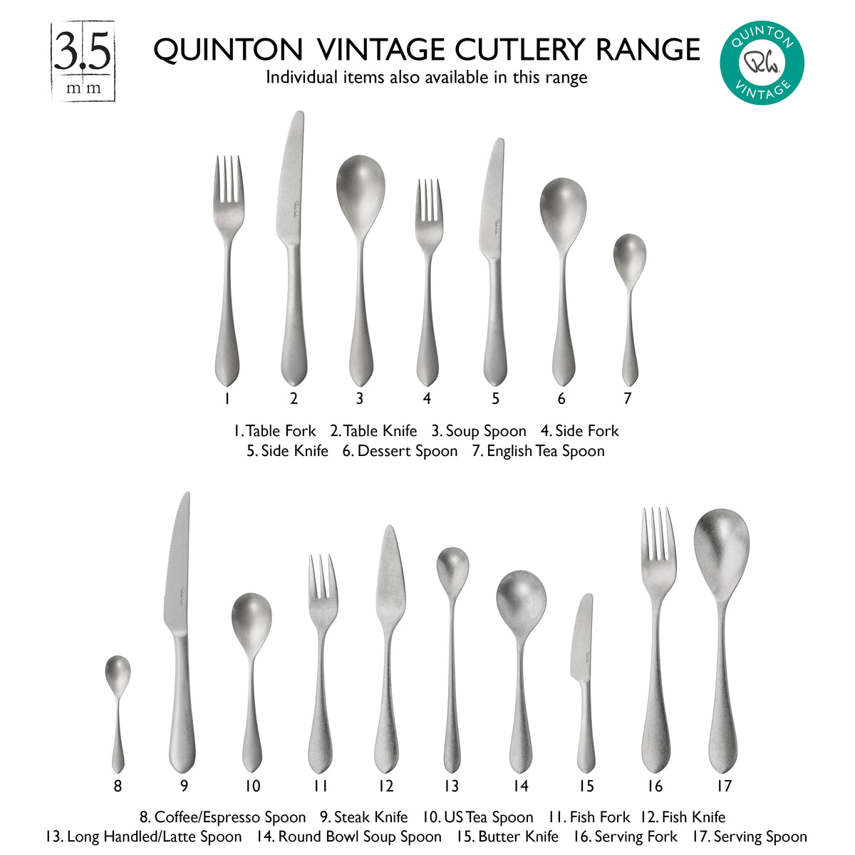 Quinton Vintage Cutlery Set | 24 Piece Set for 6 People | Robert Welch ...