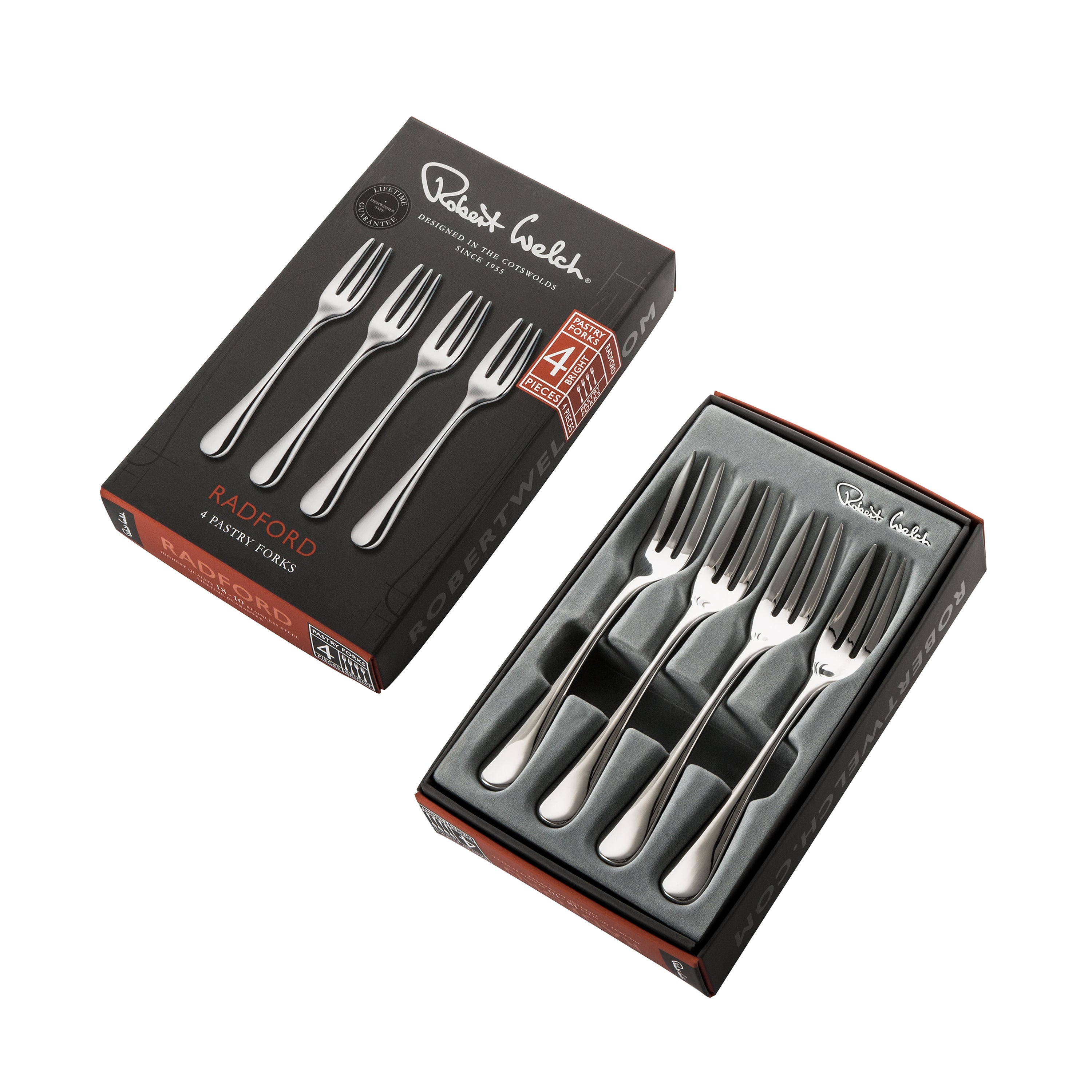Radford Bright Pastry Fork Set | 4 Piece Set | Cutlery | Robert Welch ...