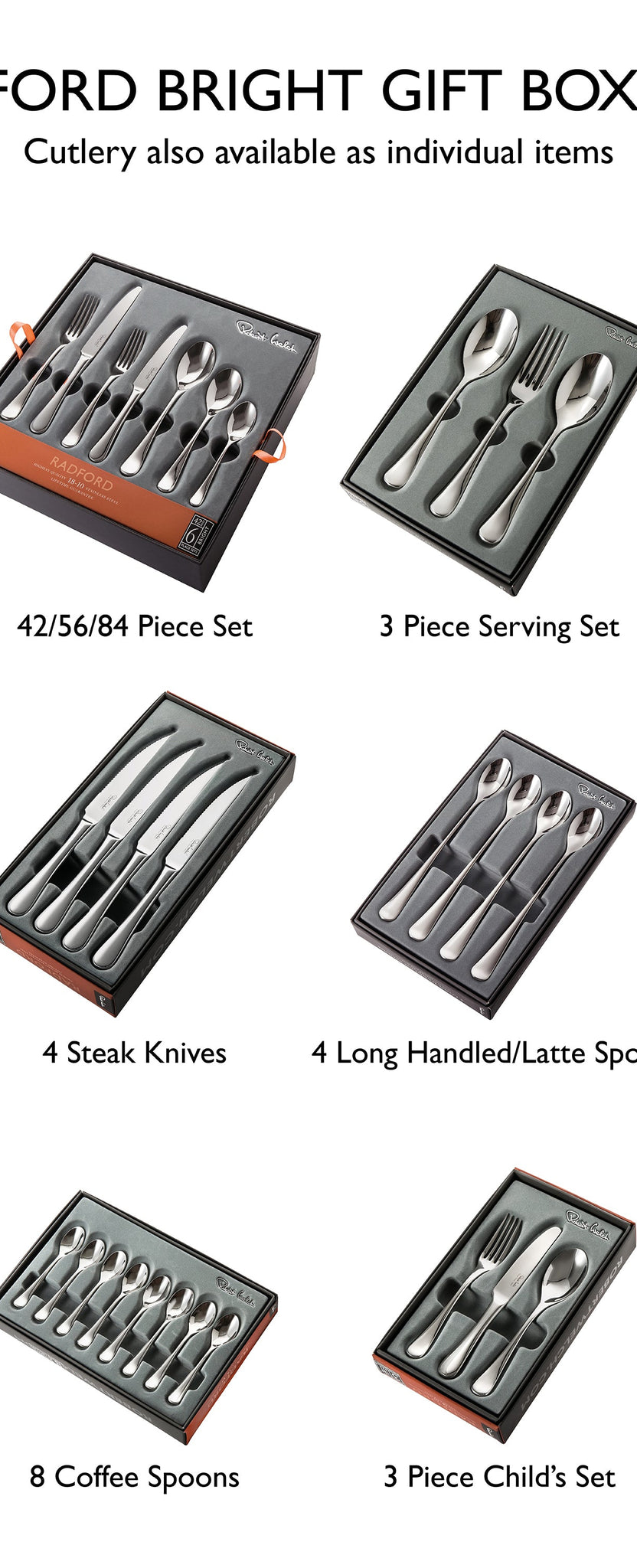 Radford Bright Cutlery Set | 30 Piece Set for 6 People | 6 Free Steak ...