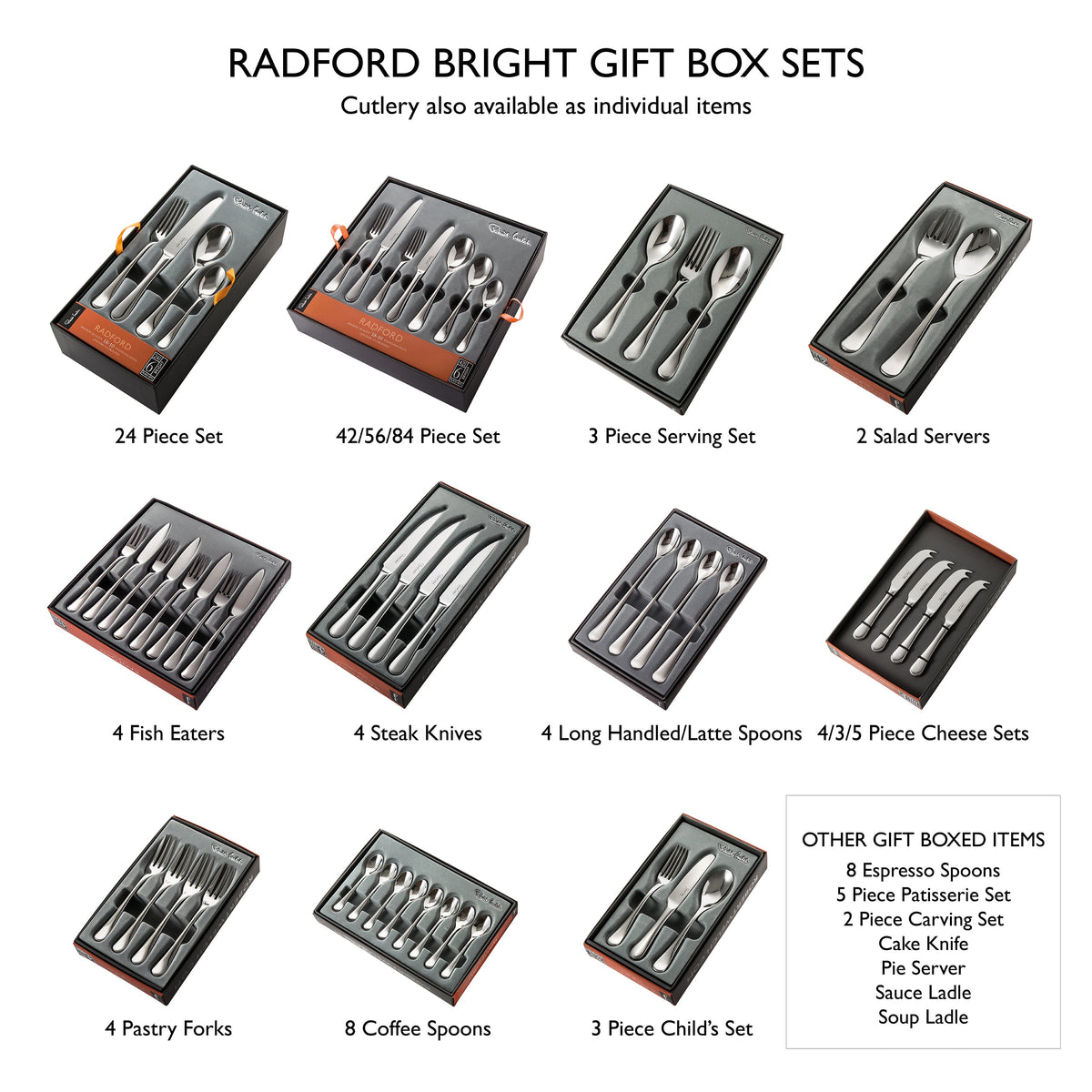 Radford Bright Cutlery Set | 30 Piece Set for 6 People | 6 Free Steak ...