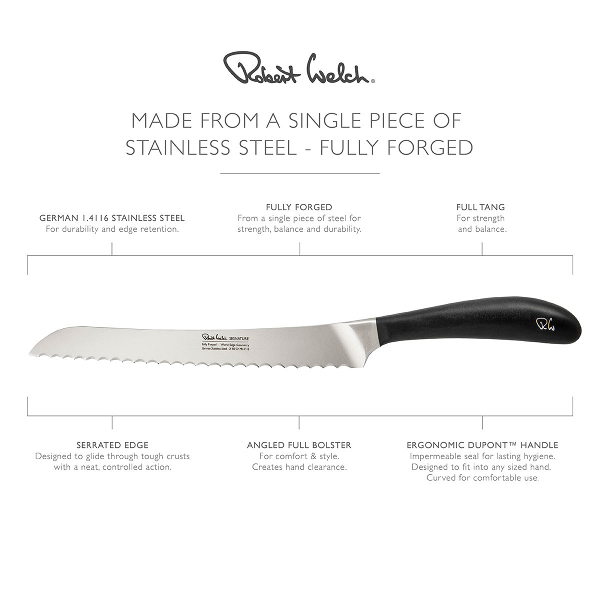 Signature Bread Knife 22cm | Kitchen Knife | Robert Welch Designs Ltd