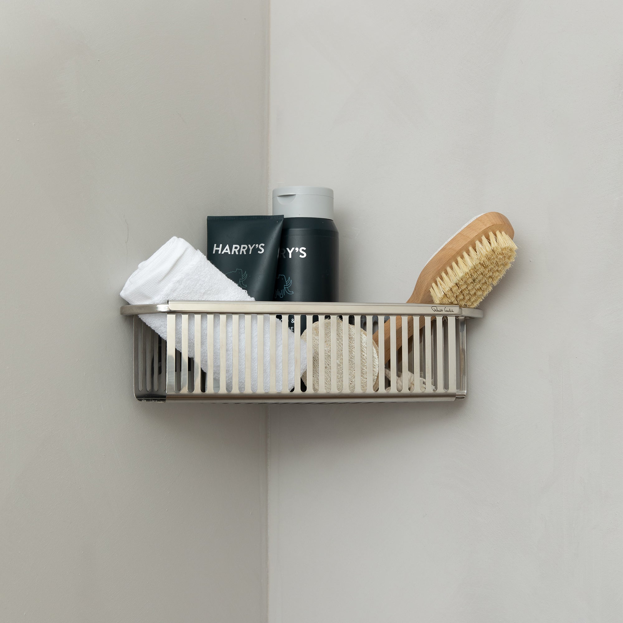 Burford Corner Shower Basket Single | Stainless Steel | Robert Welch ...