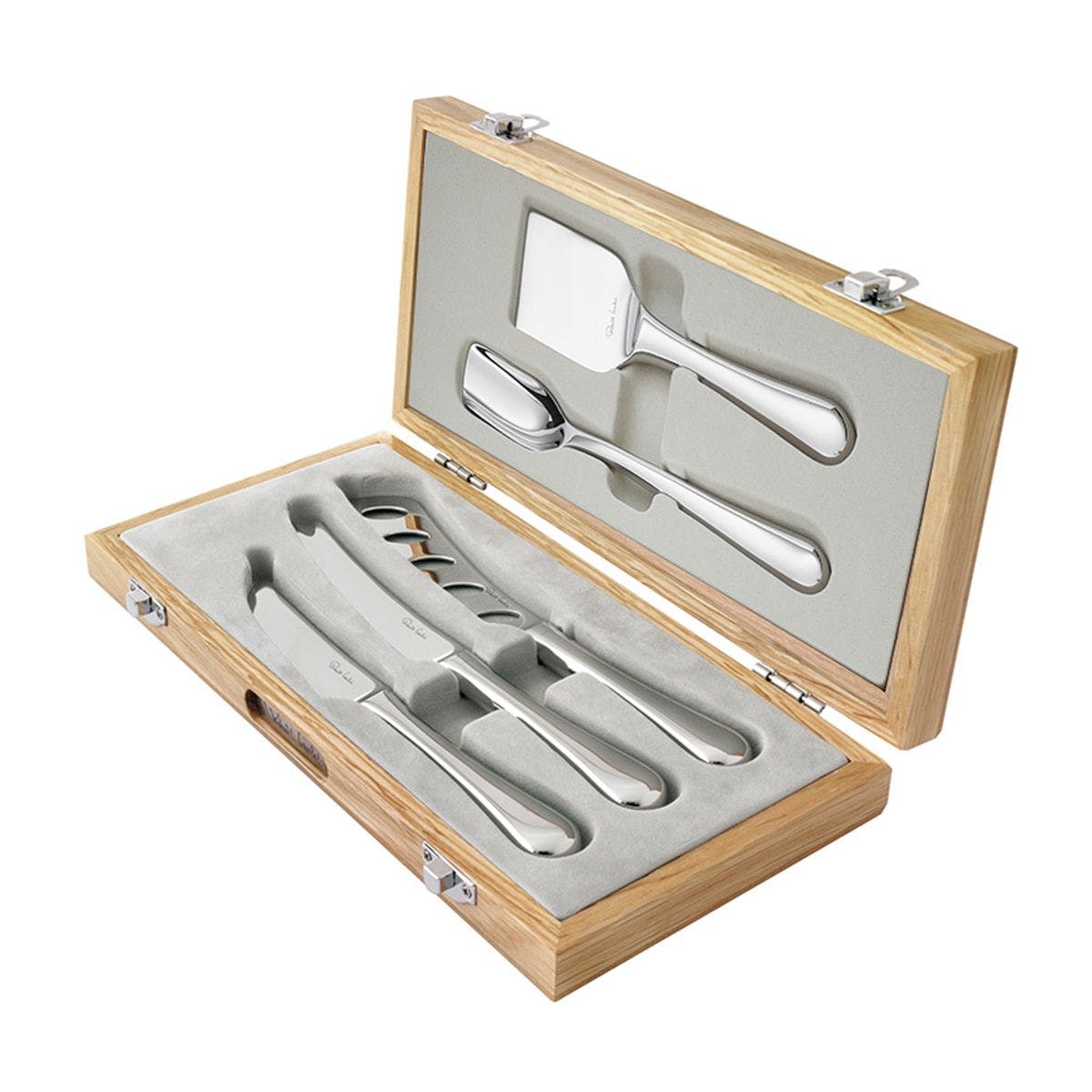 Radford Bright Gourmet Cheese Set with Oak Pebble Chopping Board 32cm ...